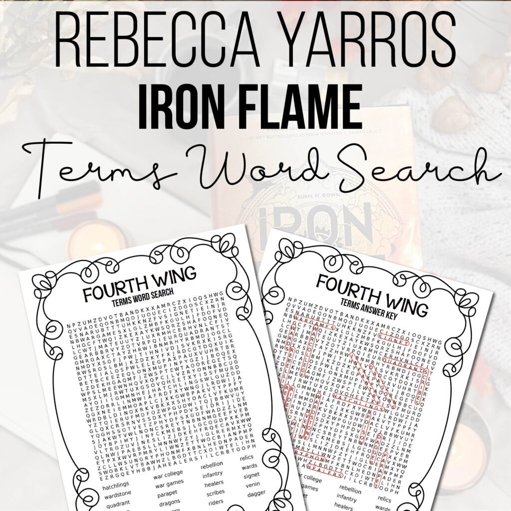 Fourth Wing Terms Word Search - Bookish Printables