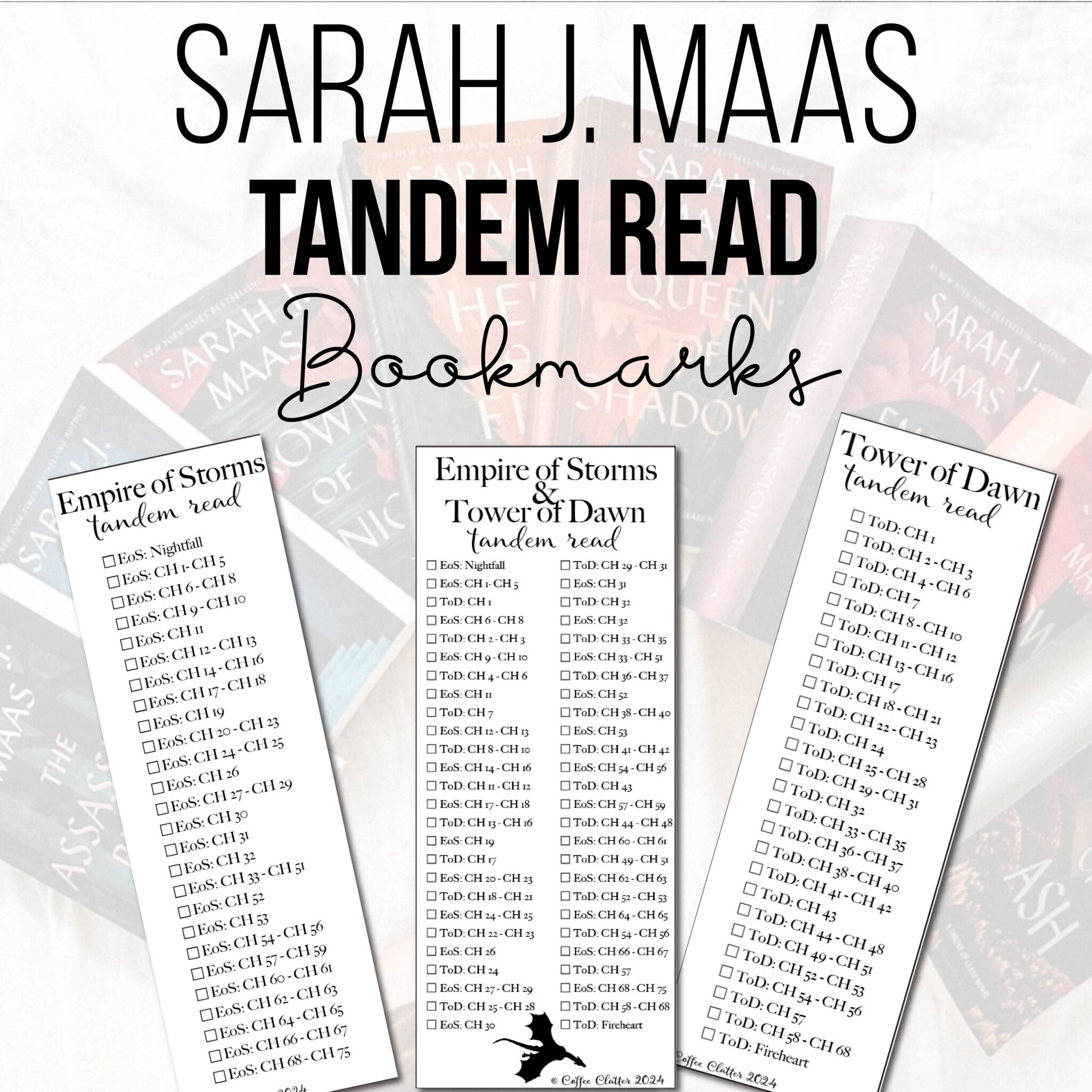Empire of Storms and Tower of Dawn Tandem Read Bookmarks Printable PDF ...