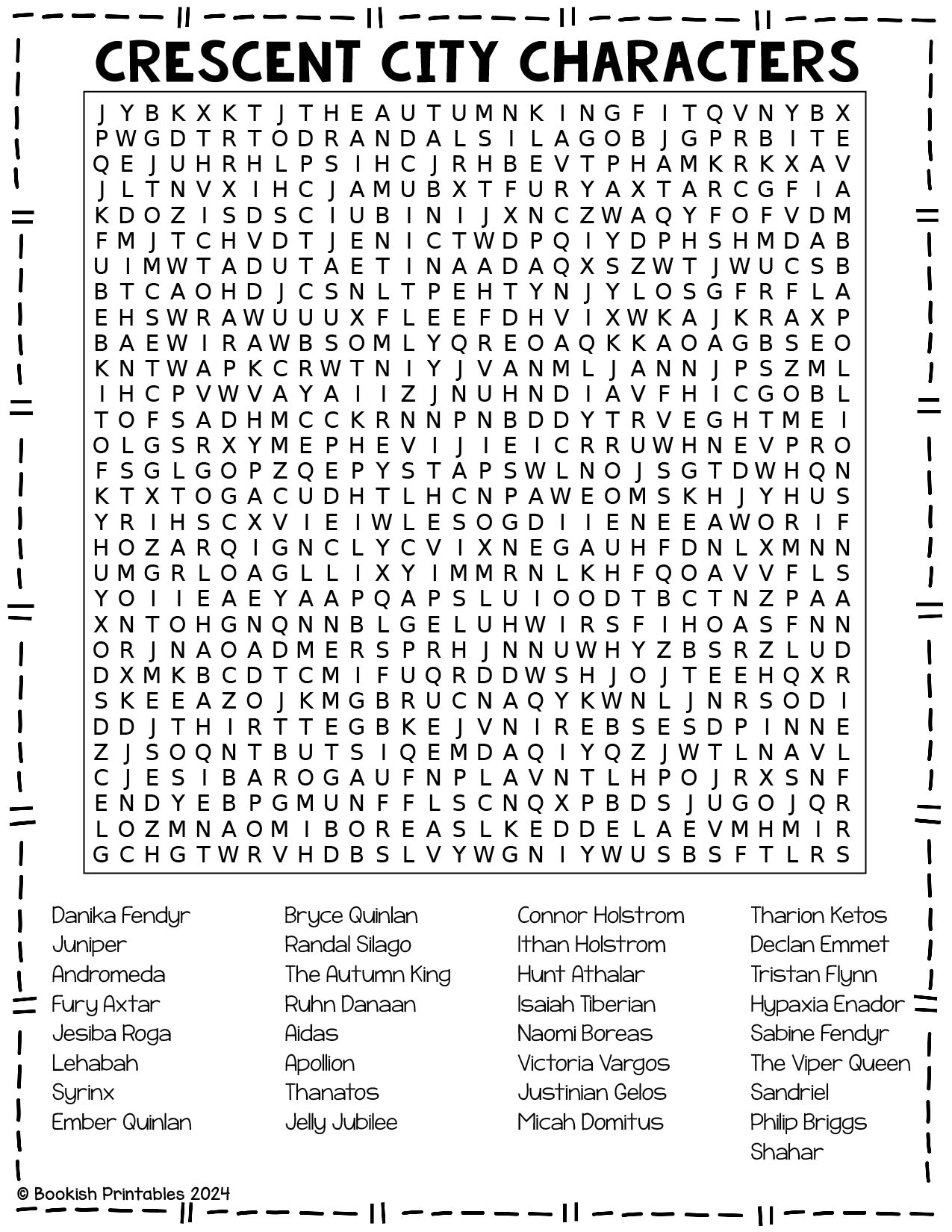 Crescent City Characters and Terms - Bookish Printables