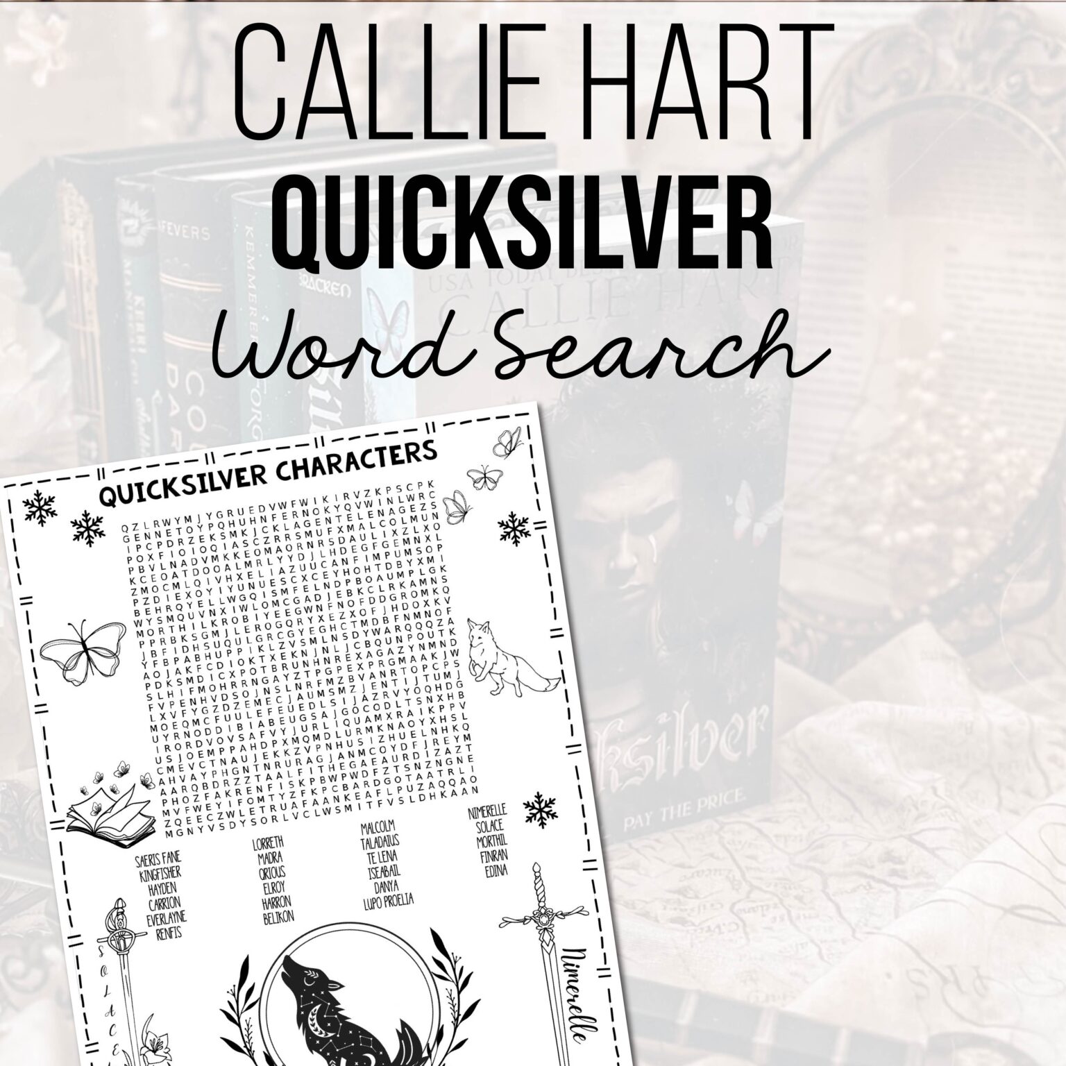 Trivia and Puzzles for Quicksilver by Callie Hart - Bookish Printables