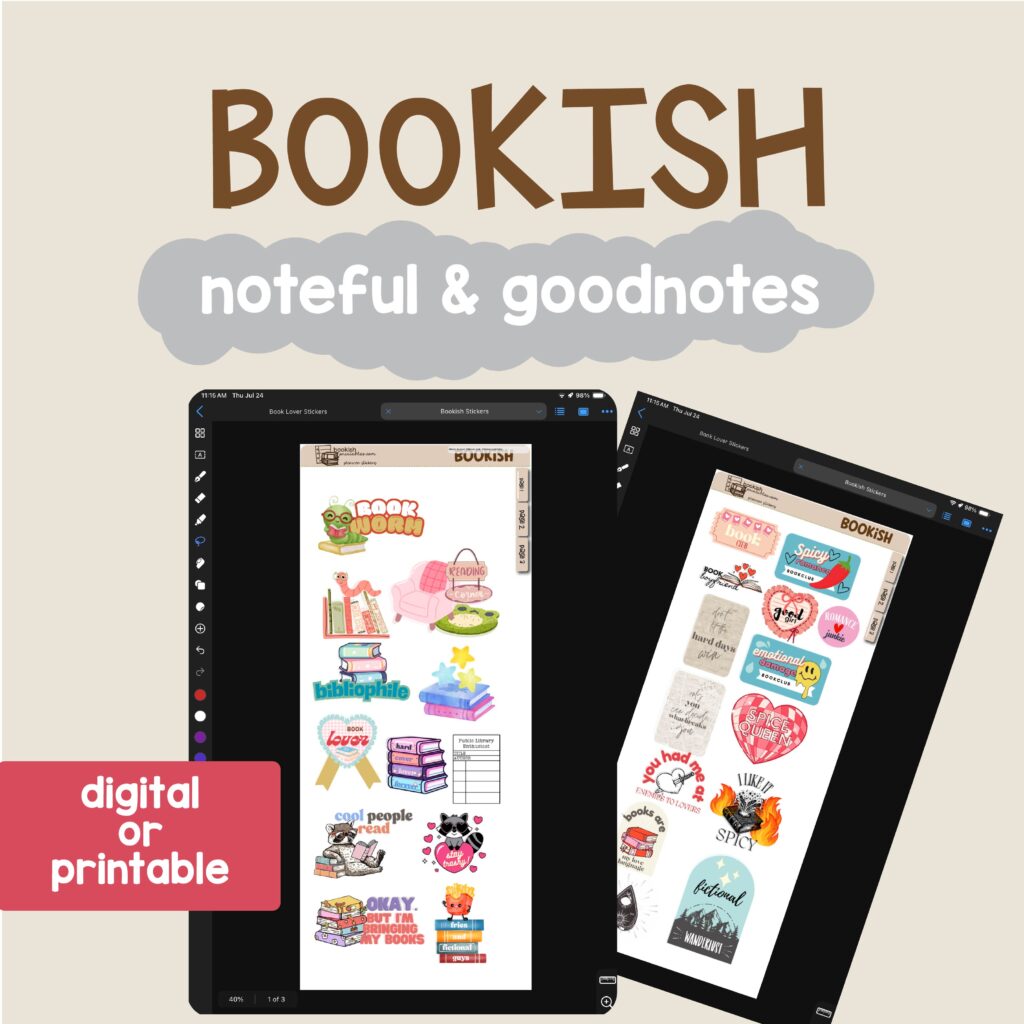 Bookish Stickers for Noteful and Goodnotes - Bookish Printables